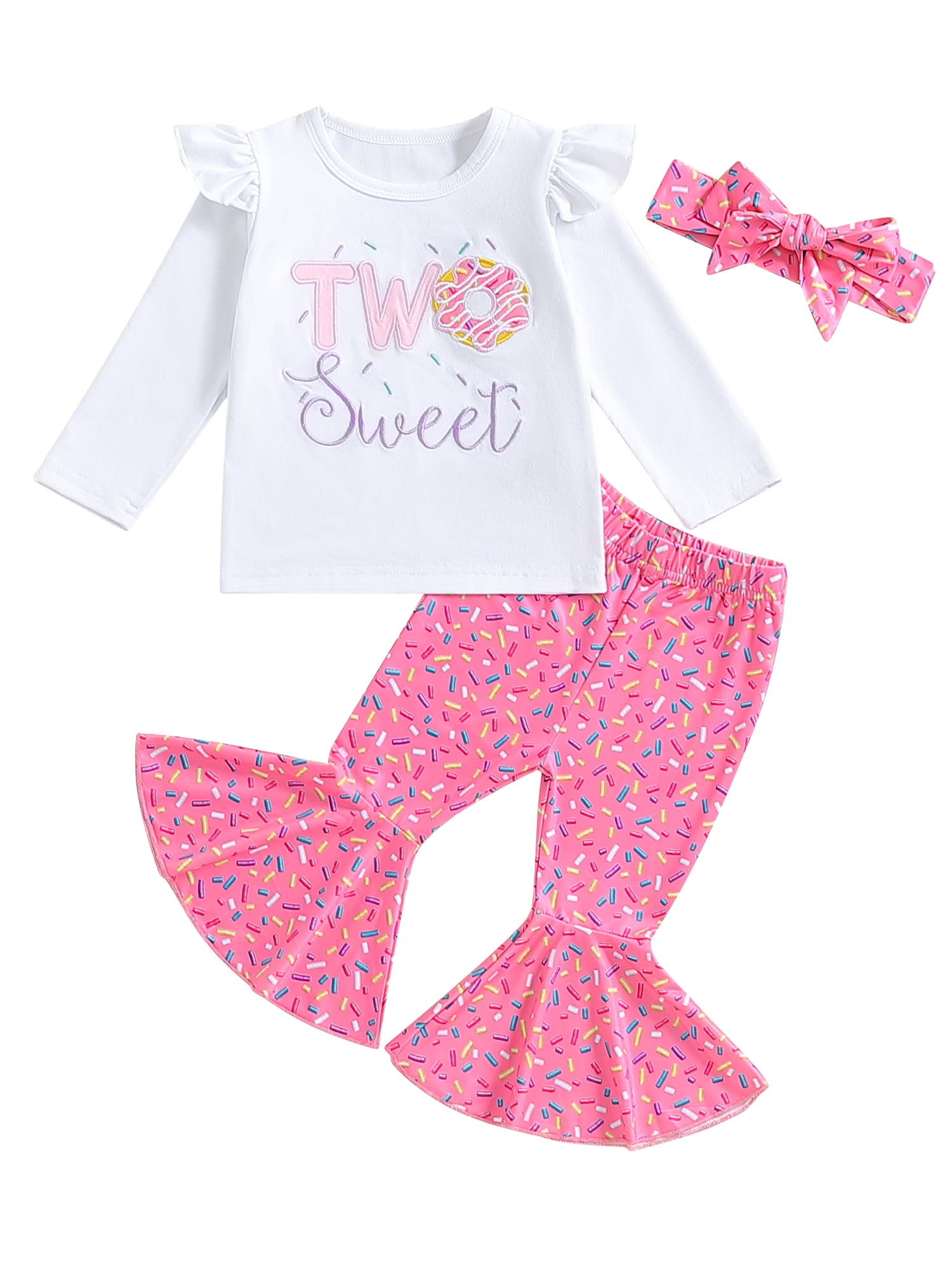 Qtinghua Toddler Baby Girl 2nd Birthday Outfit Donut Print Long Sleeve ...