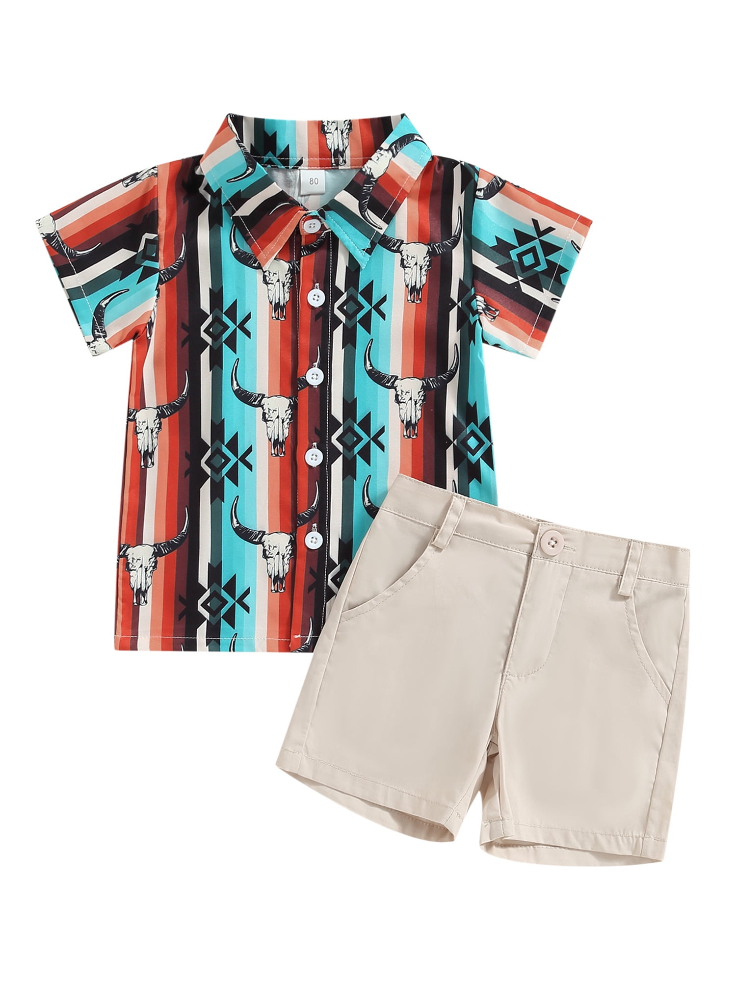 Qtinghua Western Baby Boy Summer Clothes Cow Print T Shirt Short Sleeve Button Shirt Shorts ...