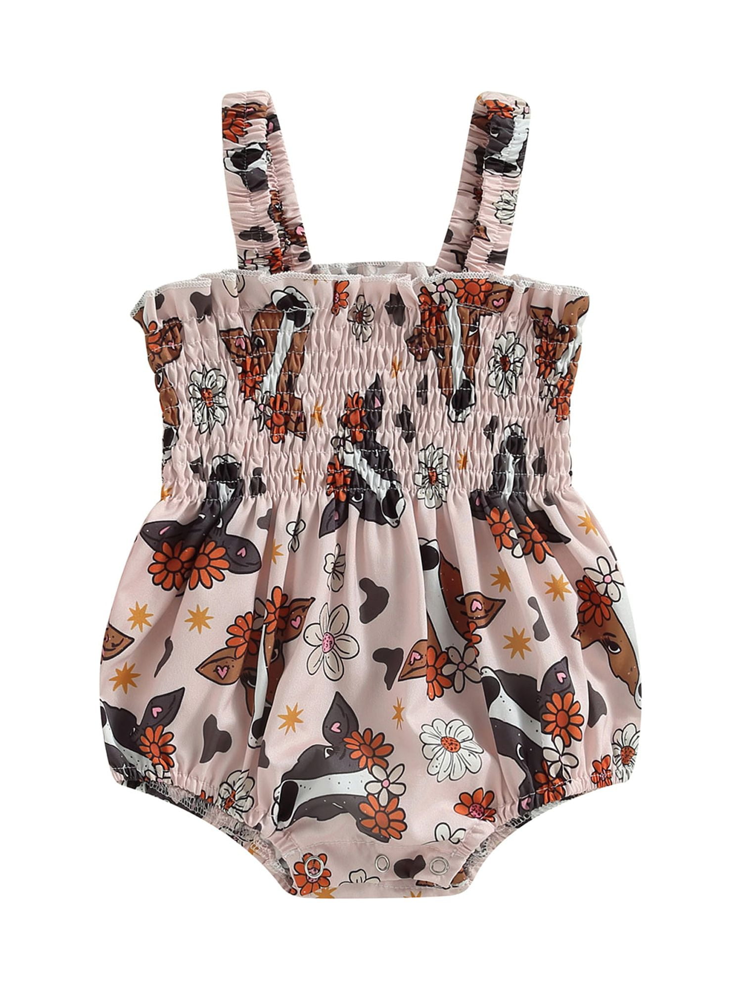 Qtinghua Western Baby Girl Clothes Cow Print Sleeveless Sling Romper One Piece Bodysuit Jumpsuit ...