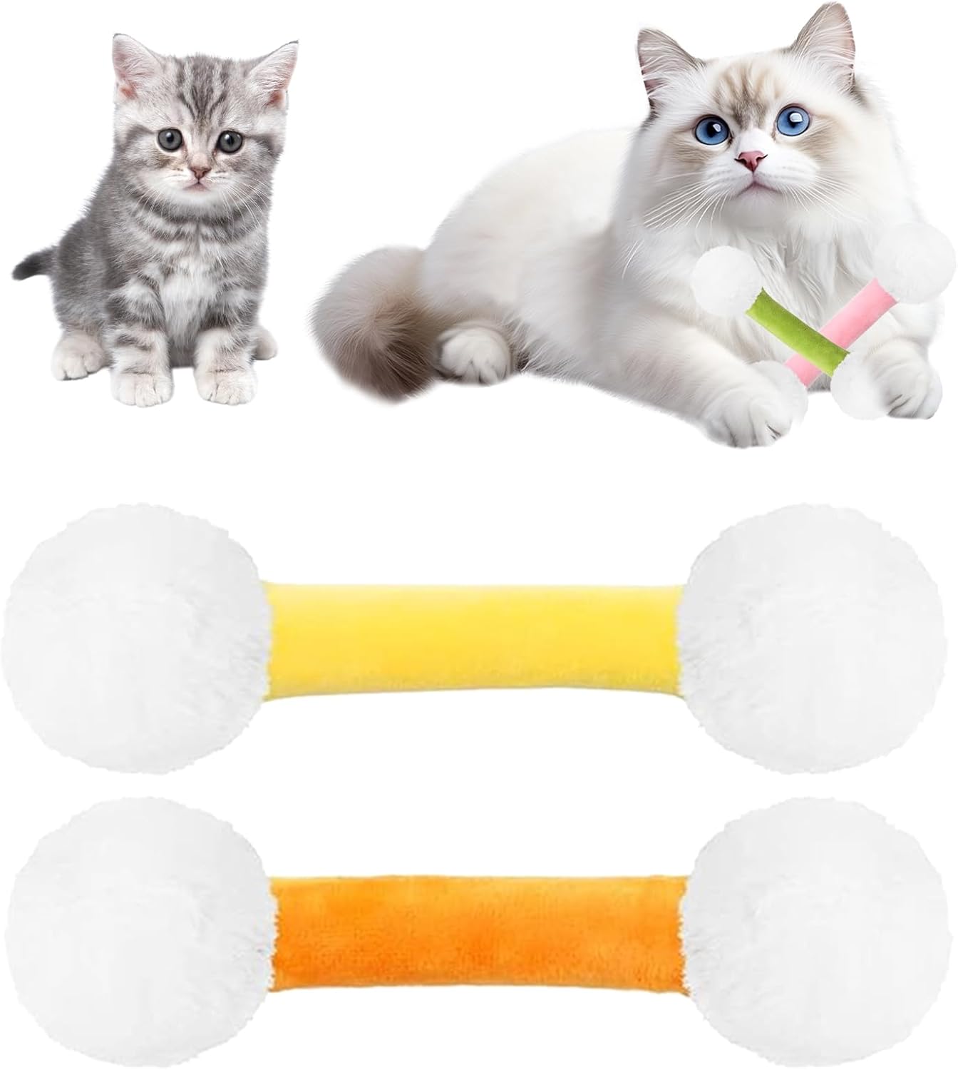 Qtip Cat Toy, Giant 6-Pack Q Tip Shaped Interactive Plush Cat Wand Toys ...