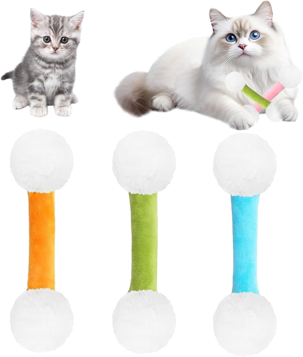 Qtip Cat Toy, Giant 6-Pack Q Tip Shaped Interactive Plush Cat Wand Toys ...