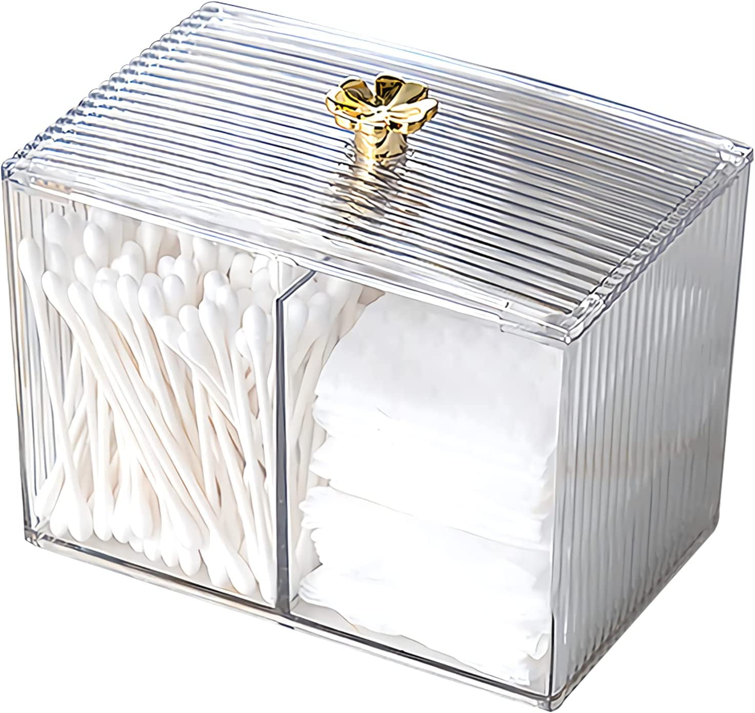 Qtip Holder Bathroom Jar with Lid Dispenser Vanity Organizers and ...