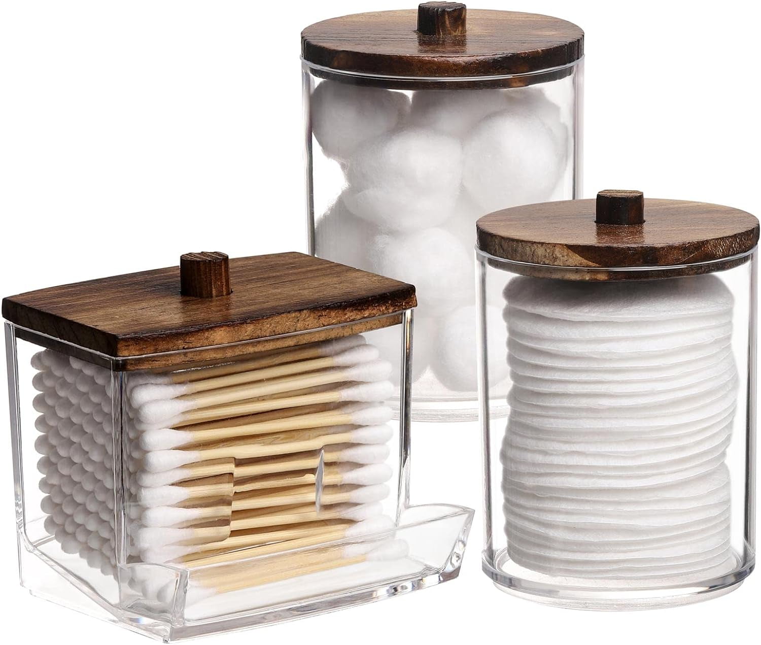 Qtips Holder Bathroom Container, Cotton Ball/Swabs Dispenser ...