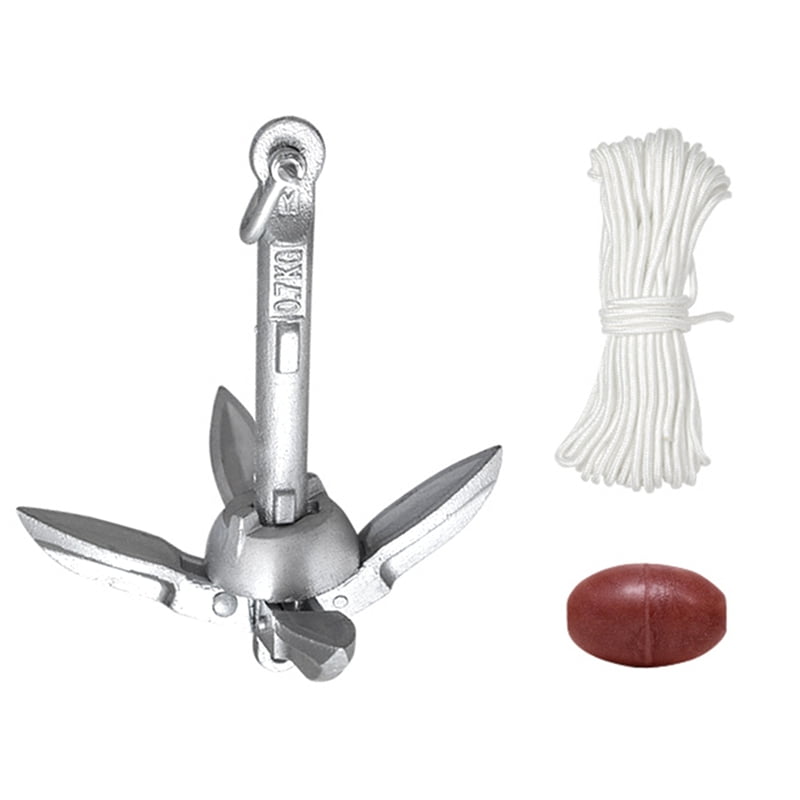 Qtmnekly 0.7KG Steel Folding Watercraft Anchor Kayak Marine Canoe Boat ...