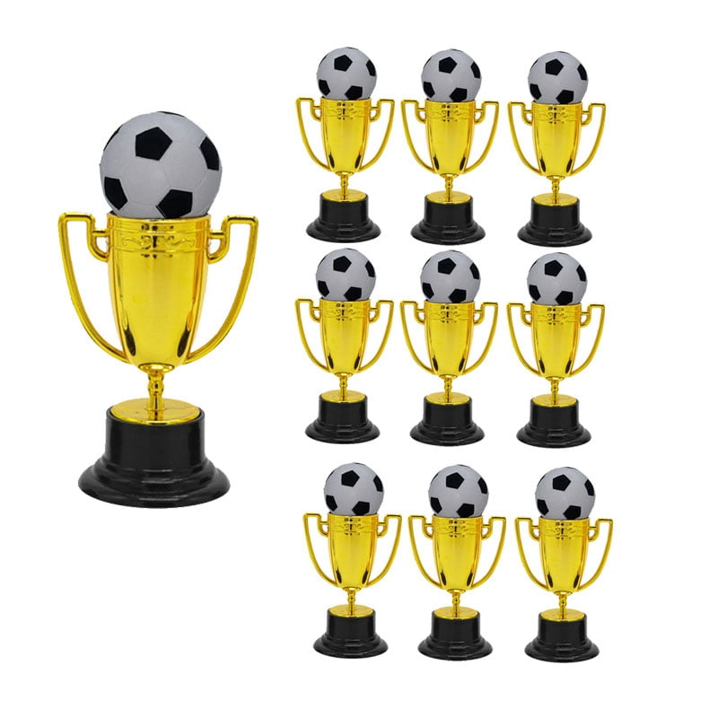 Qtmnekly 10 Pcs Mini Trophies with Mini Soccer Ball, Gold Trophy Award ...