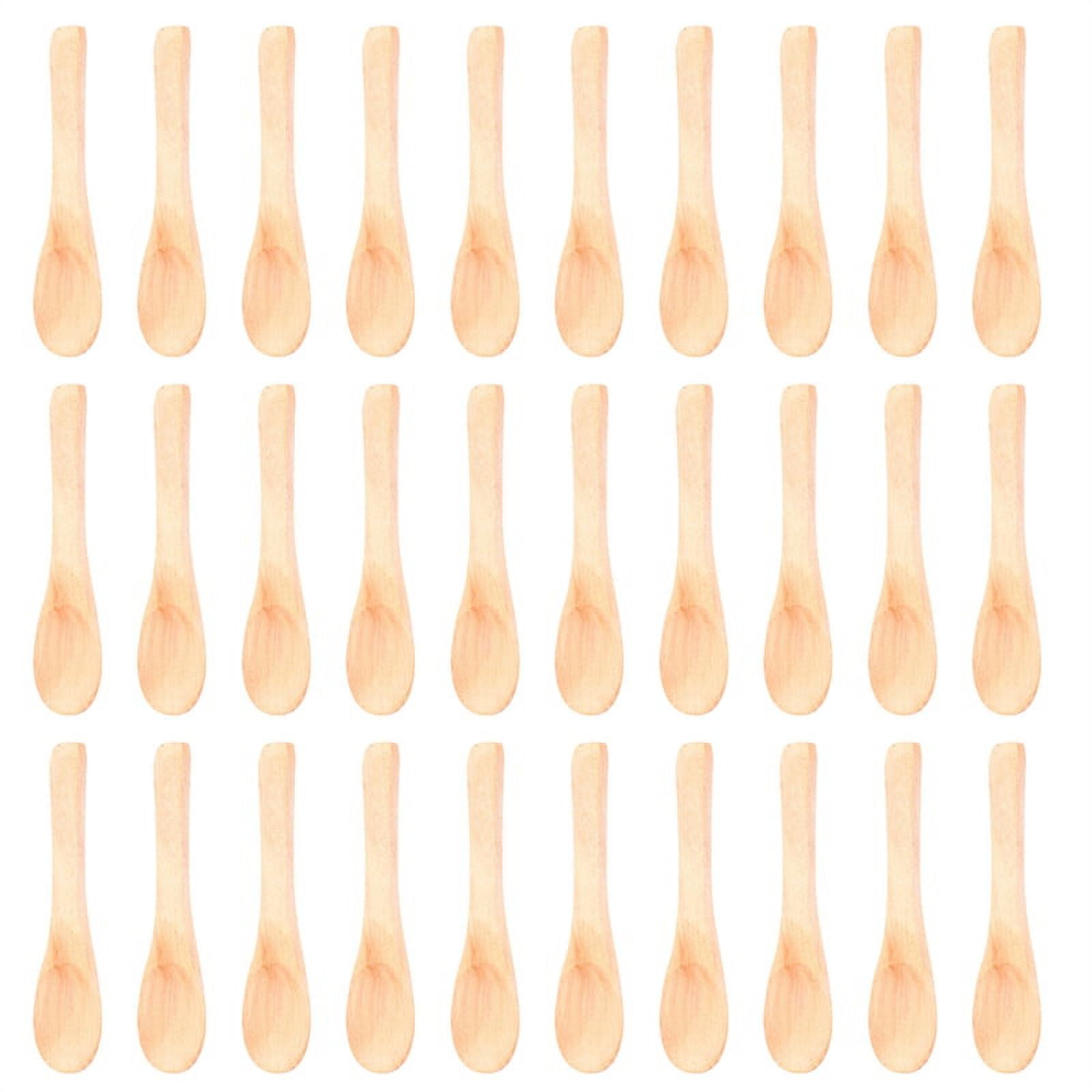 Qtmnekly 30 Pieces Small Wooden Spoons Mini Nature Wooden Spoons Mini ...