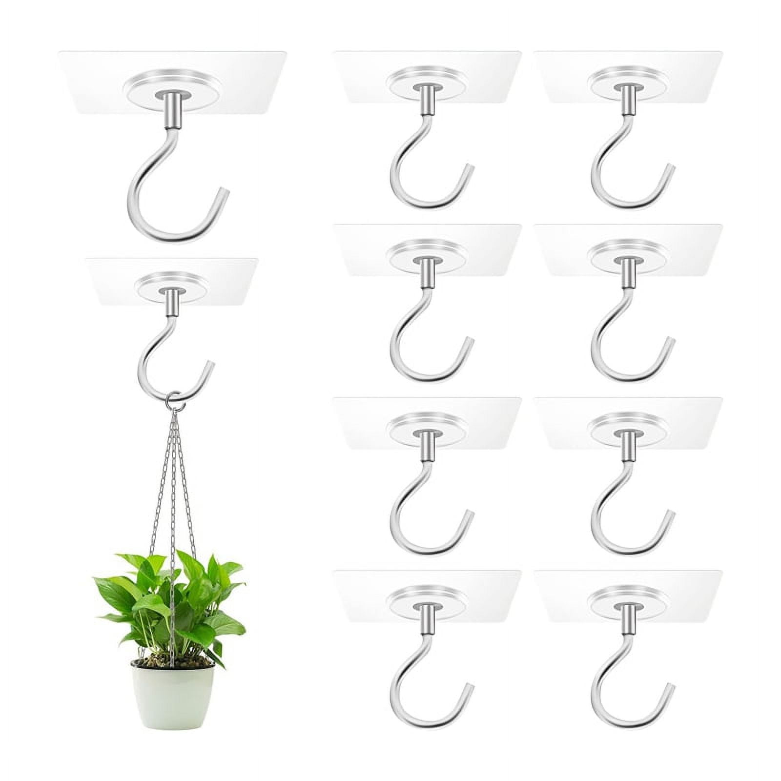 Qtmnekly Adhesive Ceiling Hooks,10 Pack No Drill Ceiling Hanging Hook ...