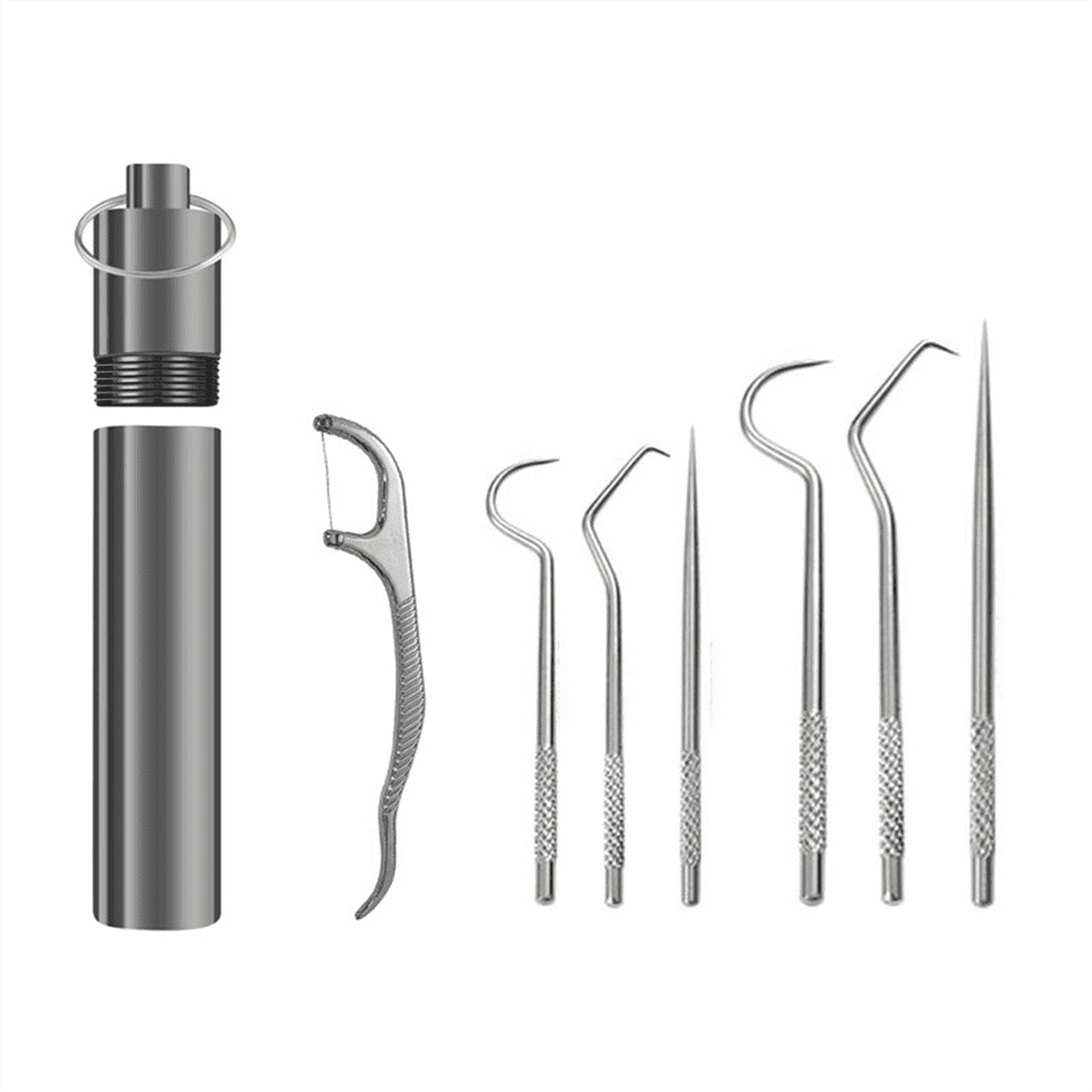 Qtmnekly Flossing Metal Toothpicks Set Reusable Toothpicks Portable ...