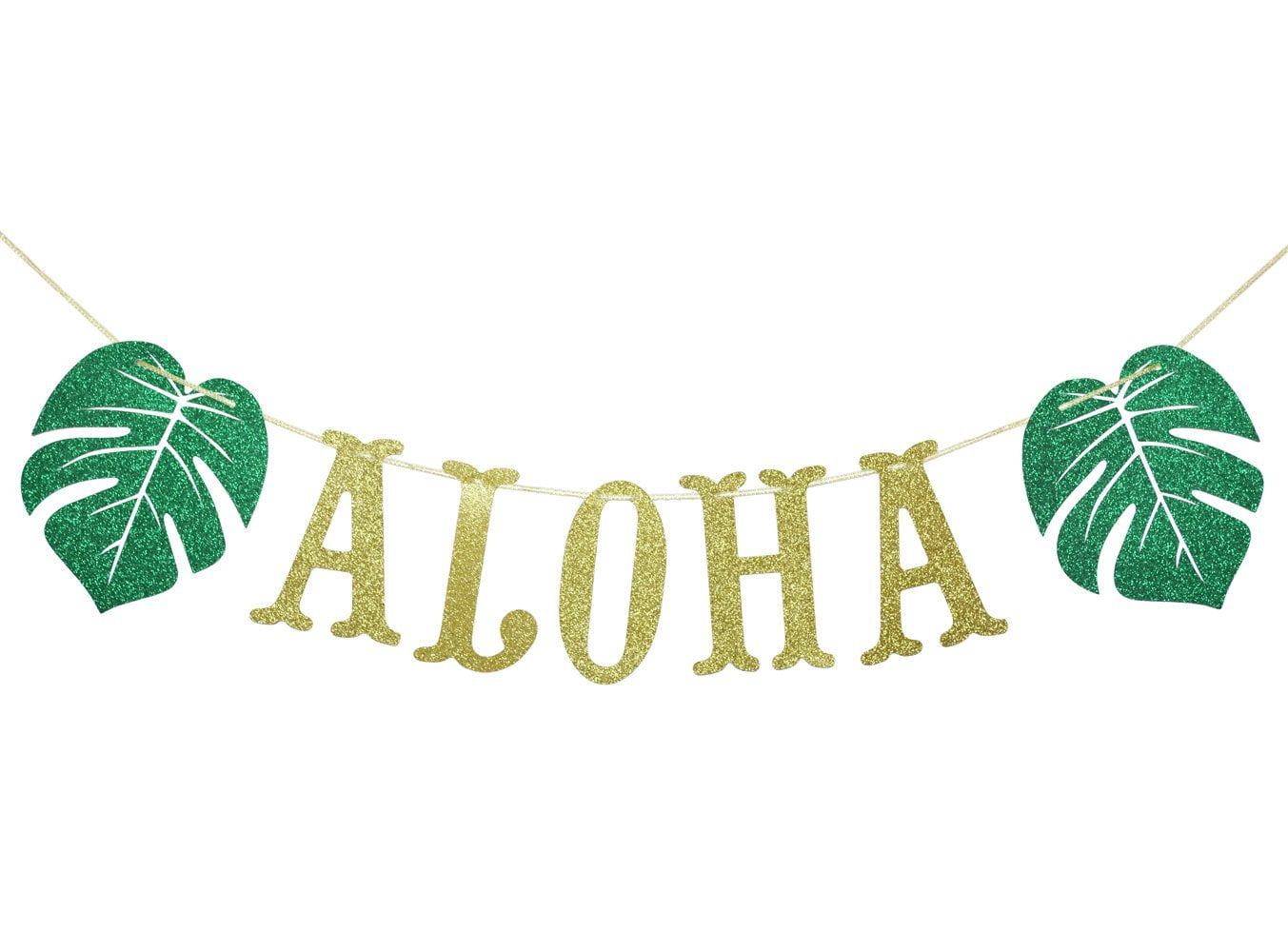 Qttier Hawaiian Aloha Banner Decorations with Palm Leaves Garland for ...