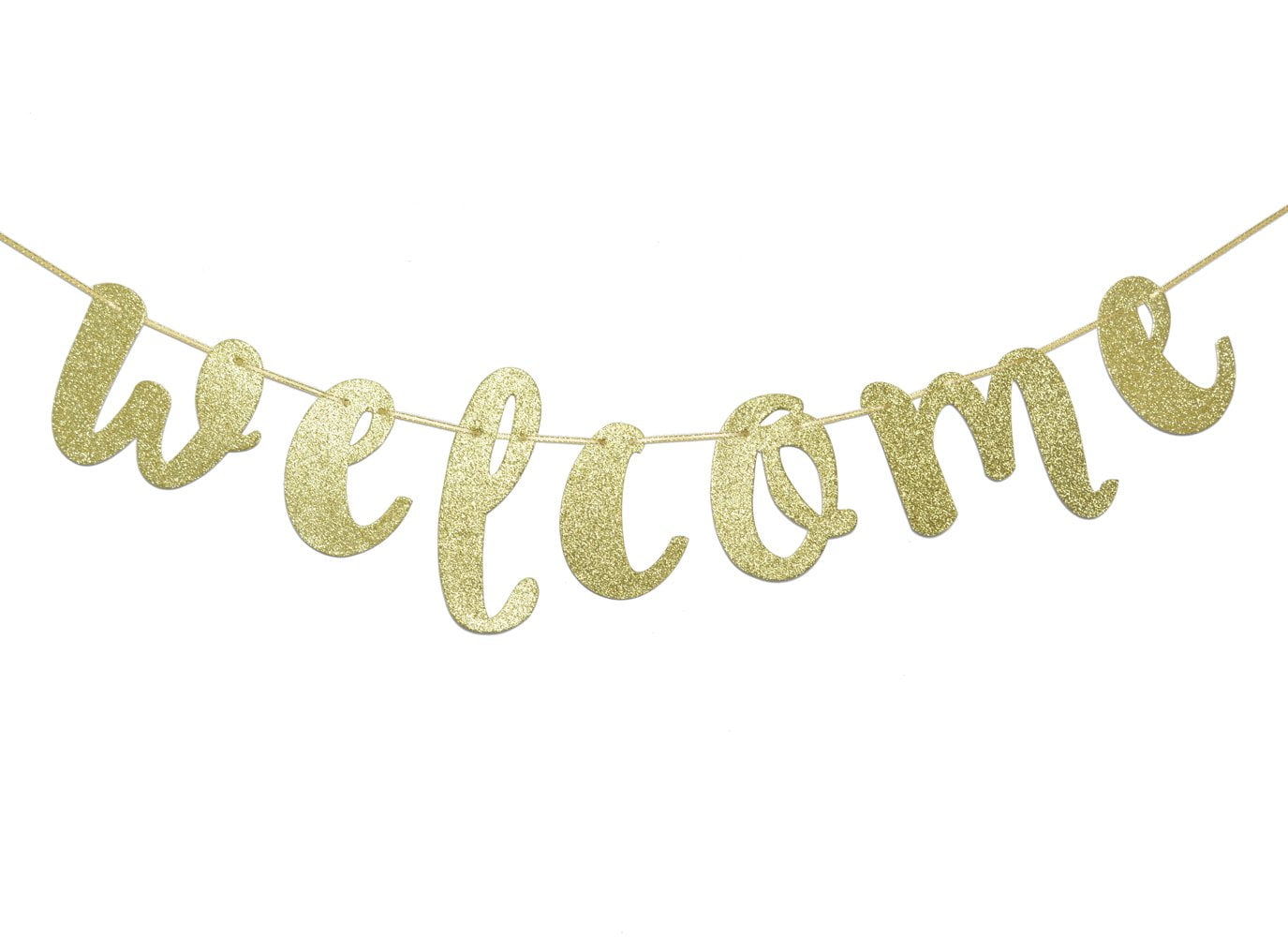 Qttier Welcome Gold Glitter Hanging Sign Banner- First Day of School ...
