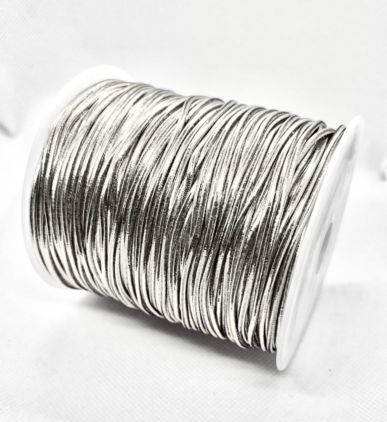 Qty 1 roll Silver - 300ft x 2mm Round Metallic Stretch Cord Elastic ...