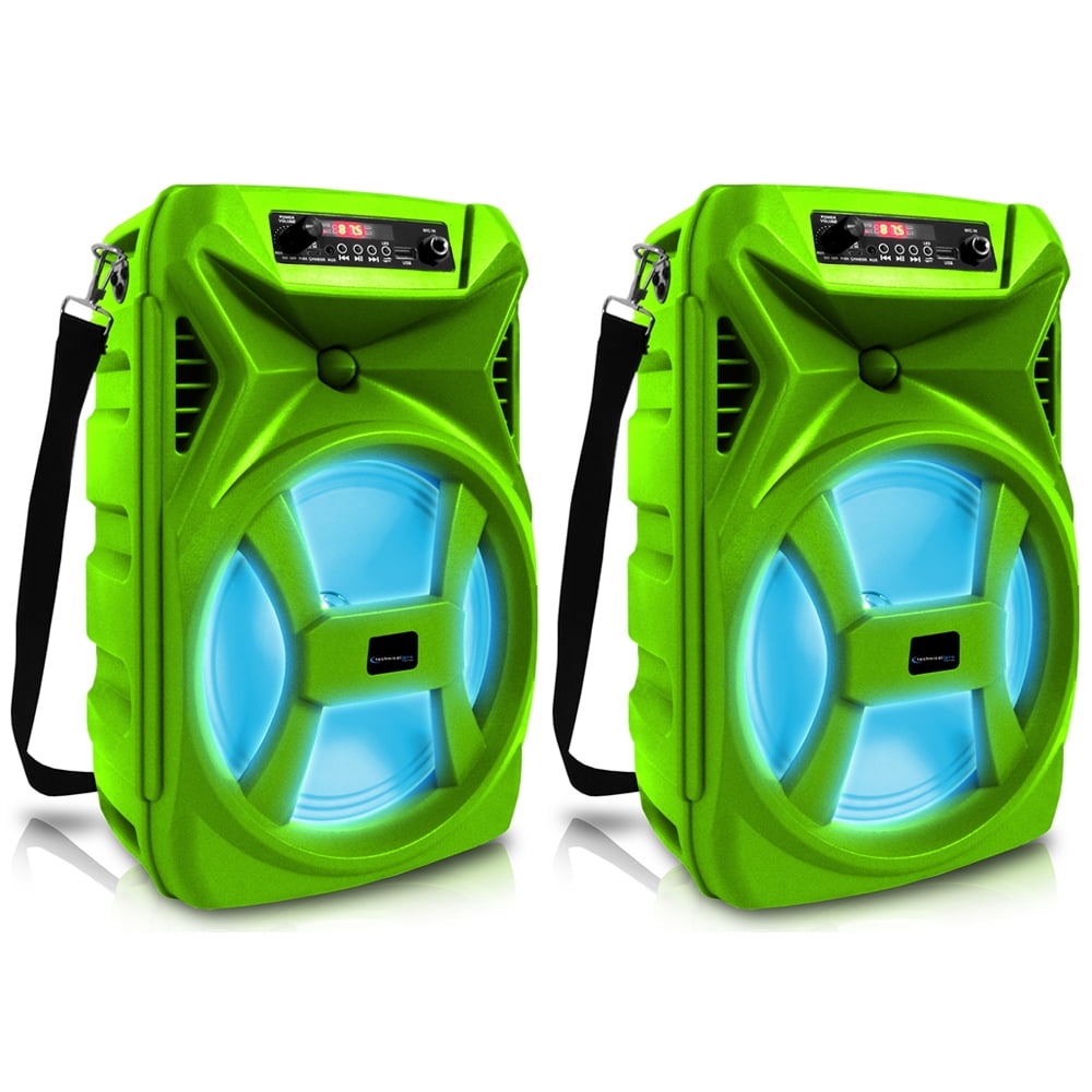 (Qty 2) Technical Pro 500 Watts Portable 8 Inch Bluetooth Speaker with Woofer And Tweeter ...