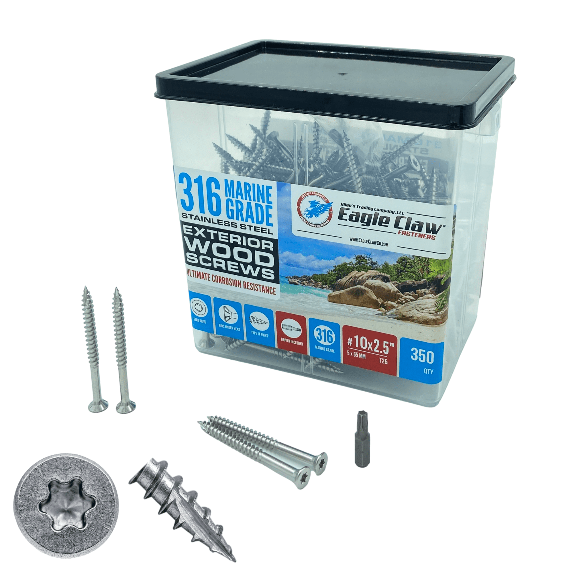 Qty 350 - 316 Marine Grade Stainless Steel Decking Screws #10 X 2.5 ...