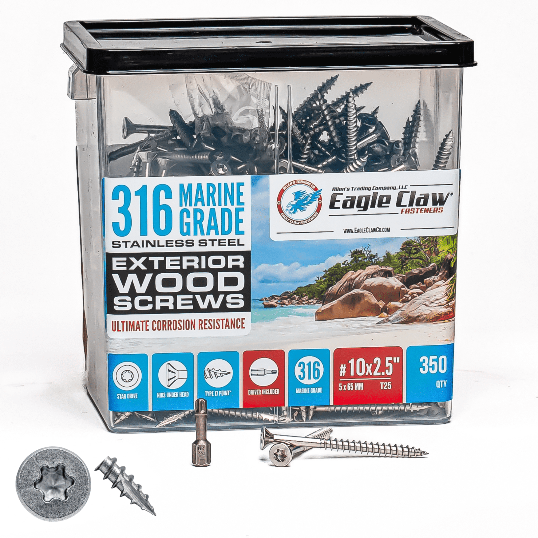 Qty 350 - 316 Marine Grade Stainless Steel Decking Screws #10 X 2.5 ...