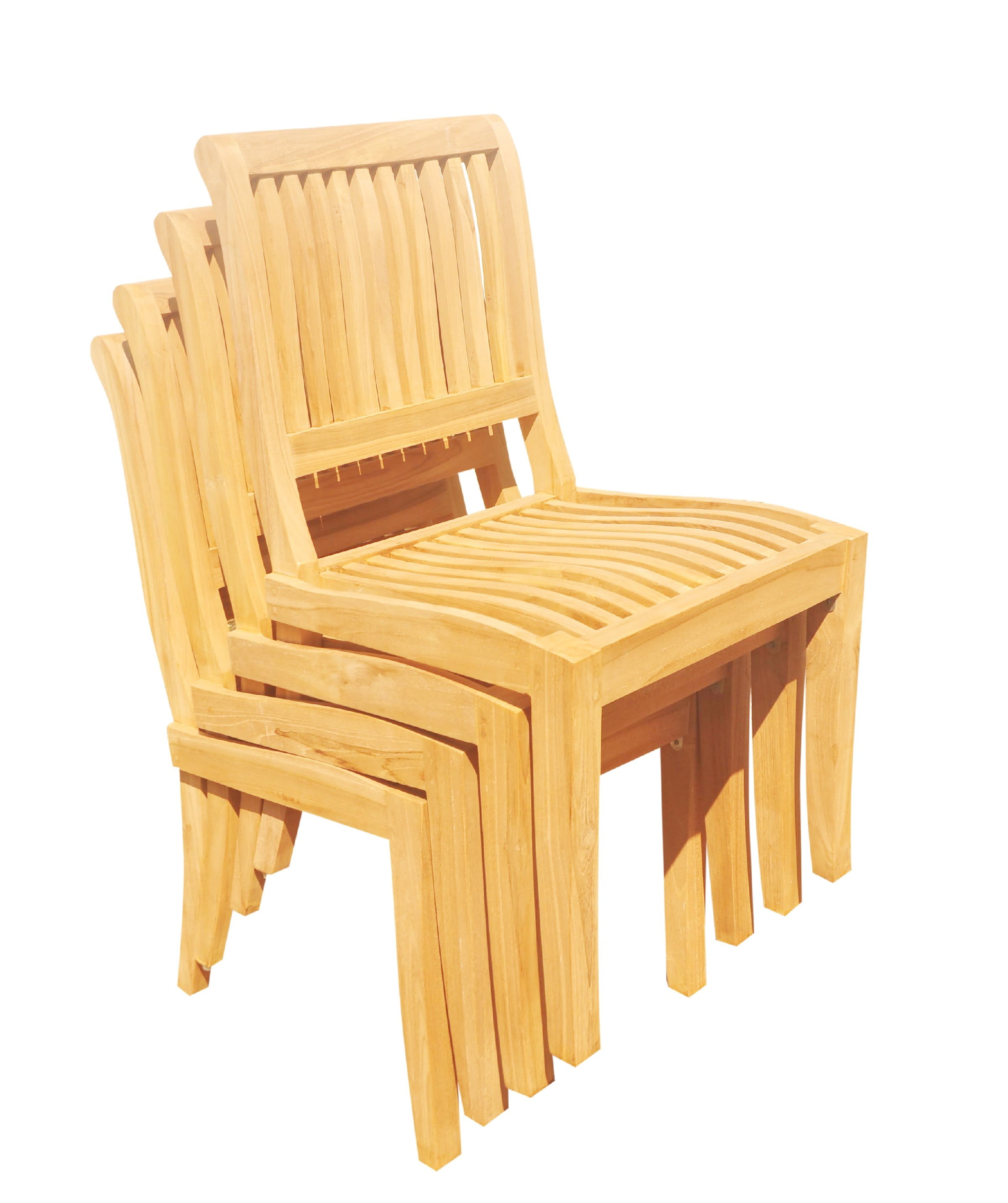 Qty 4 - Arbor Stacking Armless Grade-A Teak Wood Luxurious Solo Single ...