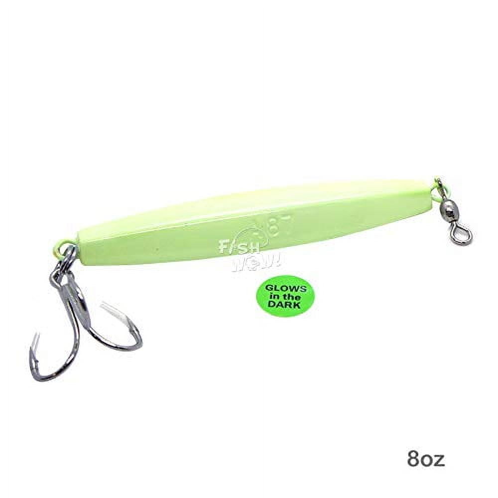 Qty 5 ! Glow in The Dark 8oz Heavy-Duty Metal jigs with Treble Hook ...
