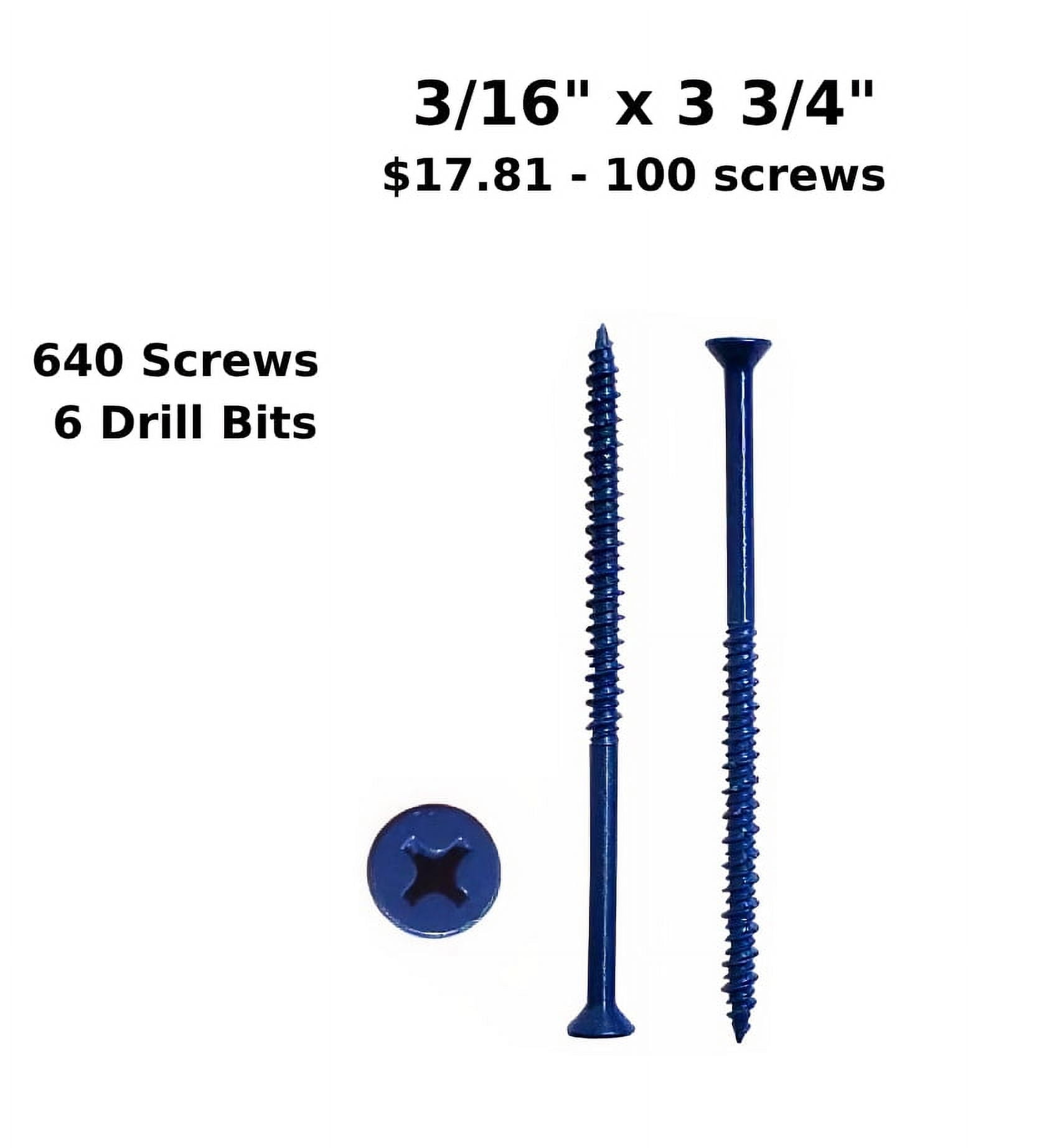 (Qty 640) Concrete Screws 3/16” x 3 3/4” Phillips Flat Head for ...