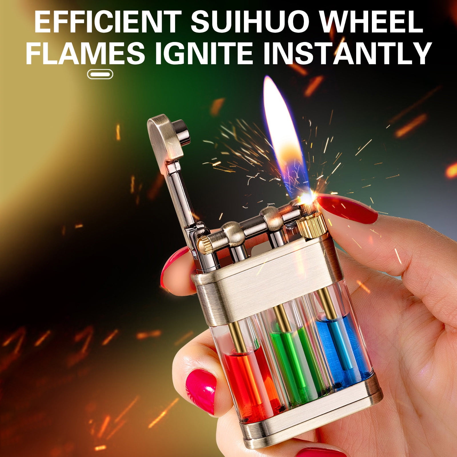 QuLuJing Cigarette Lighter, Retro Clear Kerosene Lighter Refillable ...