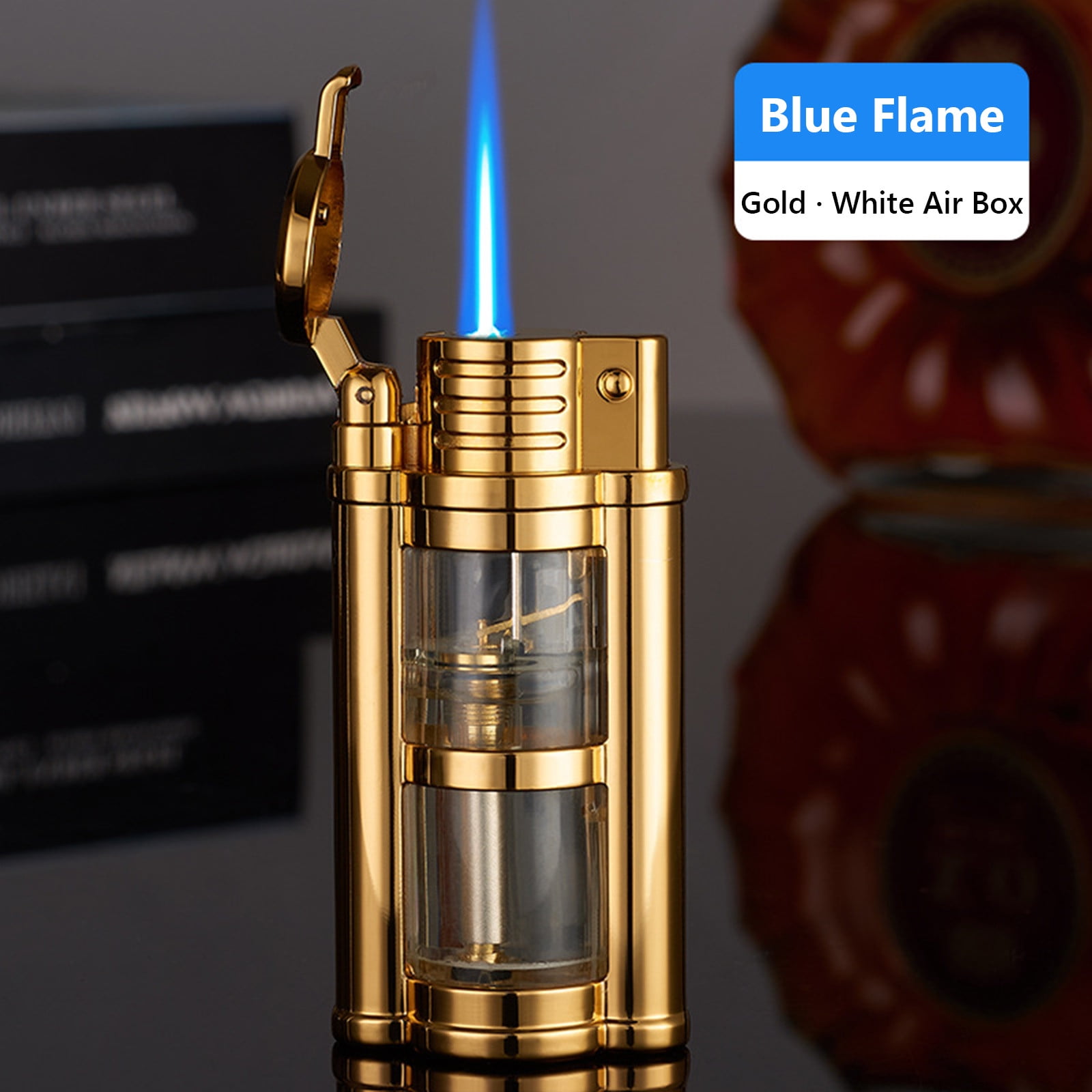 QuLuJing Cigarette Lighter, Transparent Compartment Visible Gas Window ...