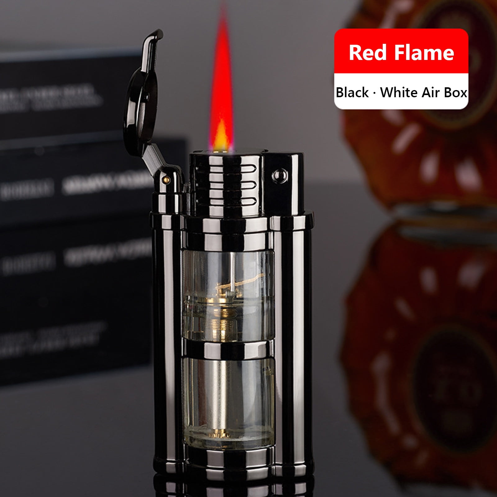 QuLuJing Cigarette Lighter, Transparent Compartment Visible Gas Window ...