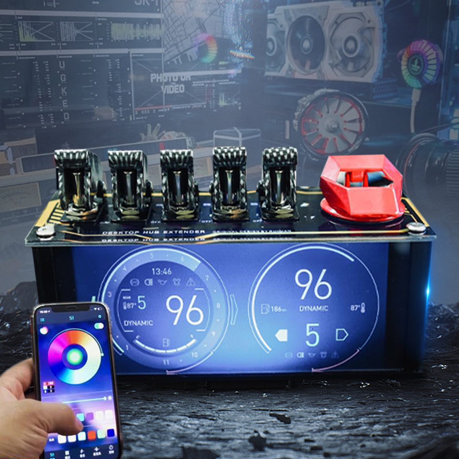 QuLuJing Desktop with Ornaments Block USB Plug-in Docking Station Retro ...