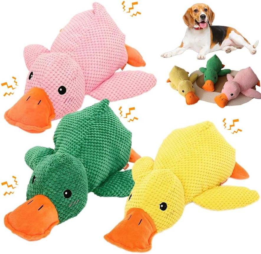 Quack-Quack Duck Dog Toy, 2025 The Mellow Calming Duck for Dogs, Durable Chew Squeak Toy for ...