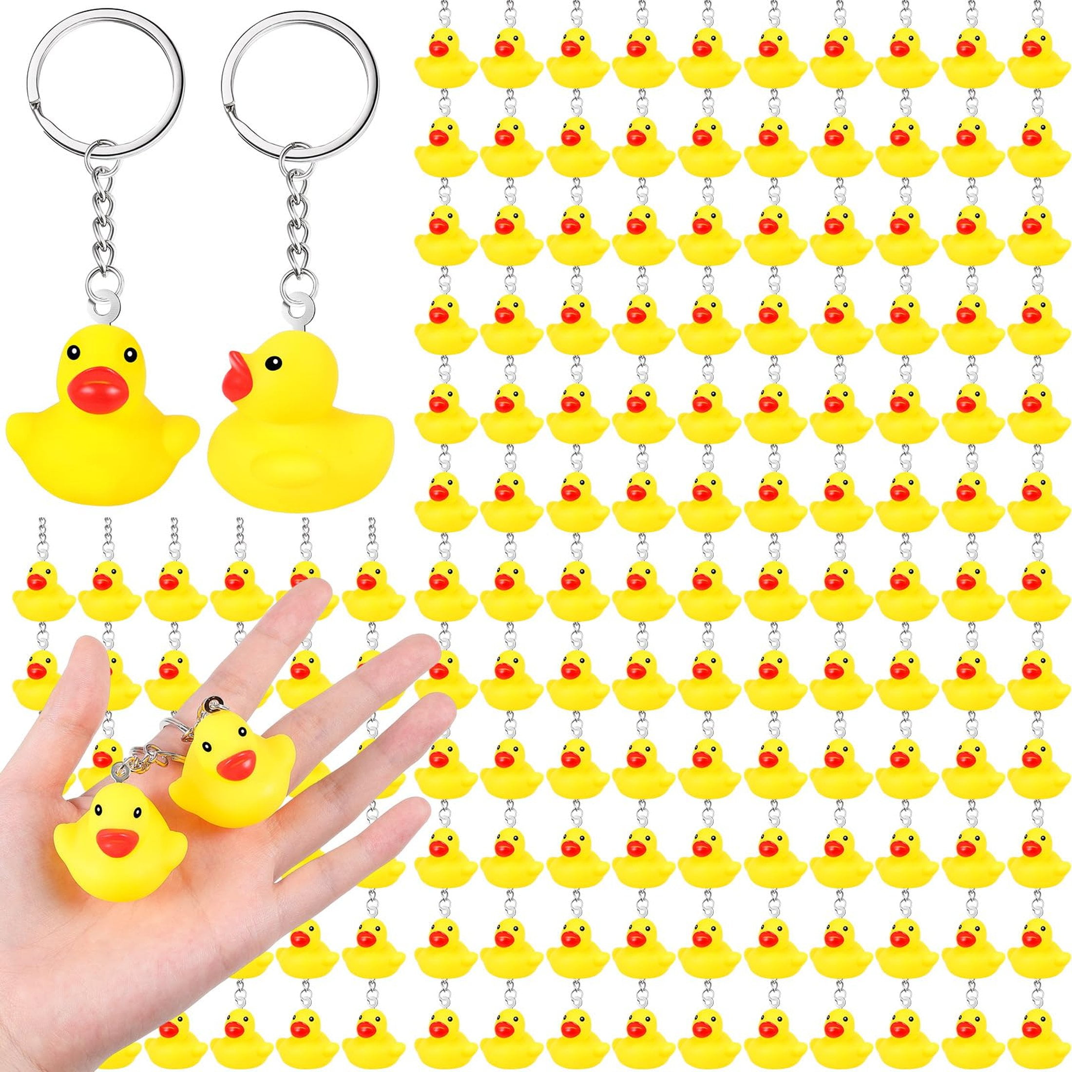 QuackJoy Mini Duck Keychains - 240 Pcs Adorable Yellow Duck Ornaments for Parties, Baby Showers ...