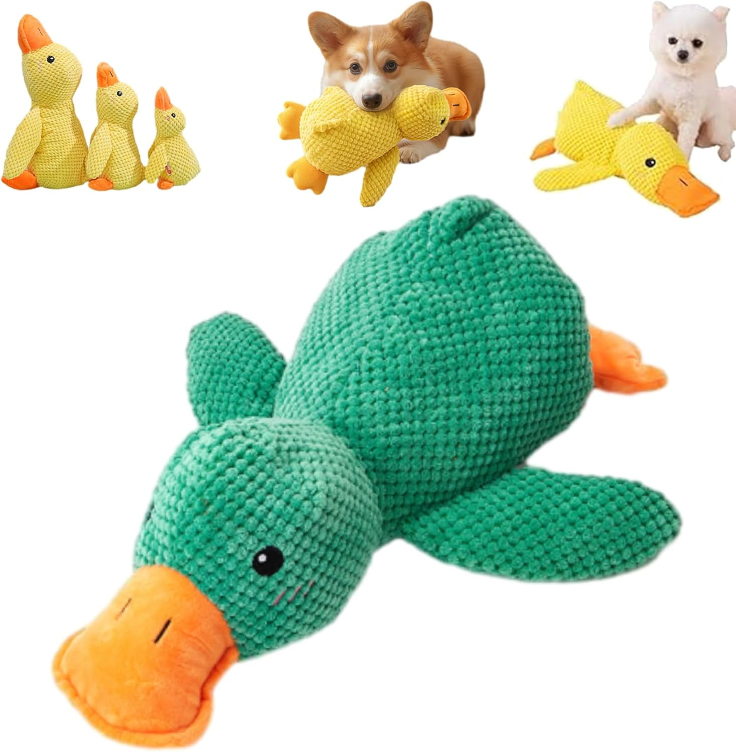 Quacker Calming Duck Dog Toy, 2025 Upgraded Calming Duck Toy for Dogs, Soft Plush with Squeaker ...