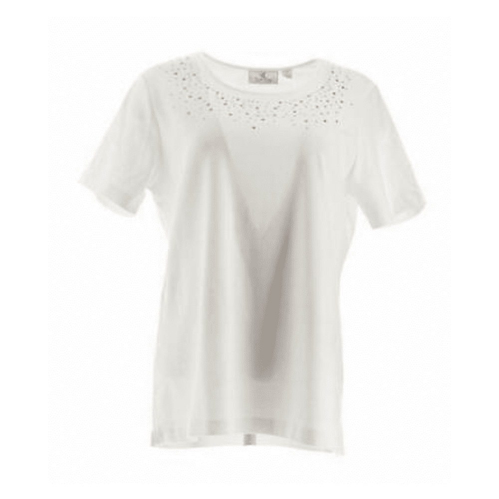 Quacker Factory Sparkle and Shine T-shirts Ivory XXS - Walmart.com