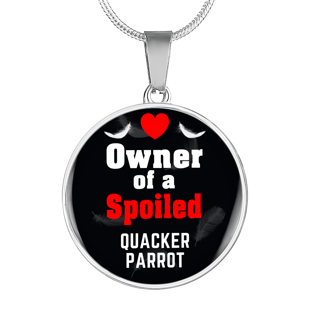 Quacker Parrot Bird Owner Necklace Circle Pendant Stainless Steel or ...