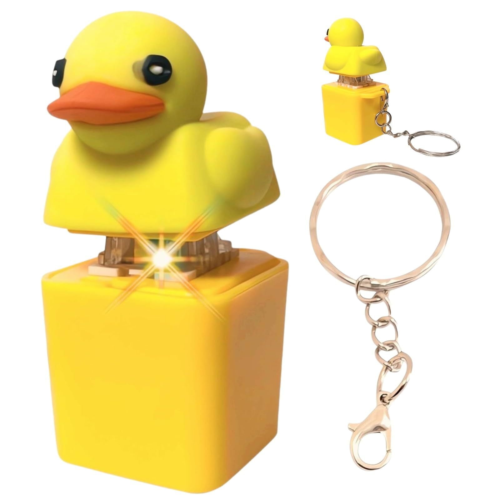 Quacking Duck Keychain - Duck Quacking Fidget Toy, Stress Reliever with Colorful Lights, Fun ...