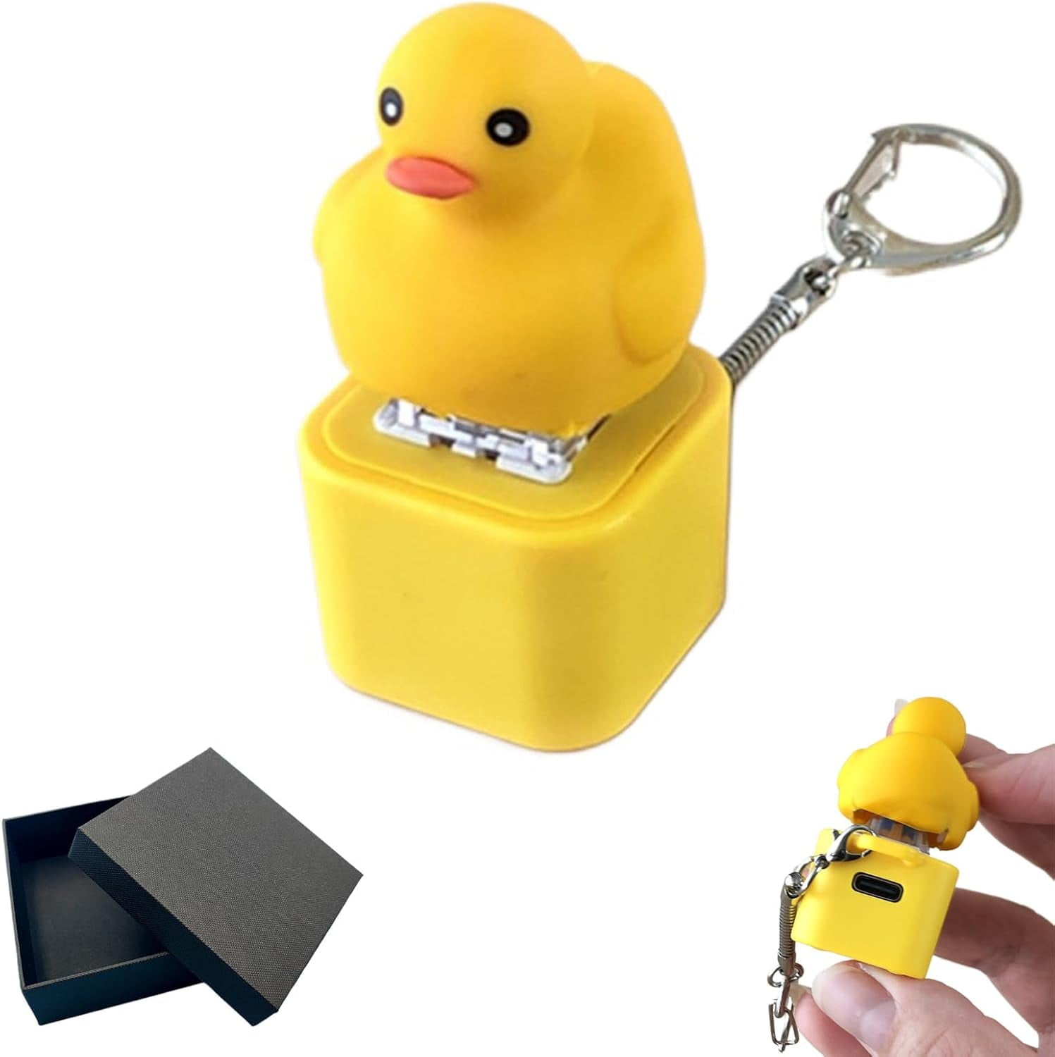 Quacking Duck Keychain - Duck Quacking Fidget Toy, Quacking Duck Stress Reliever with Colorful ...