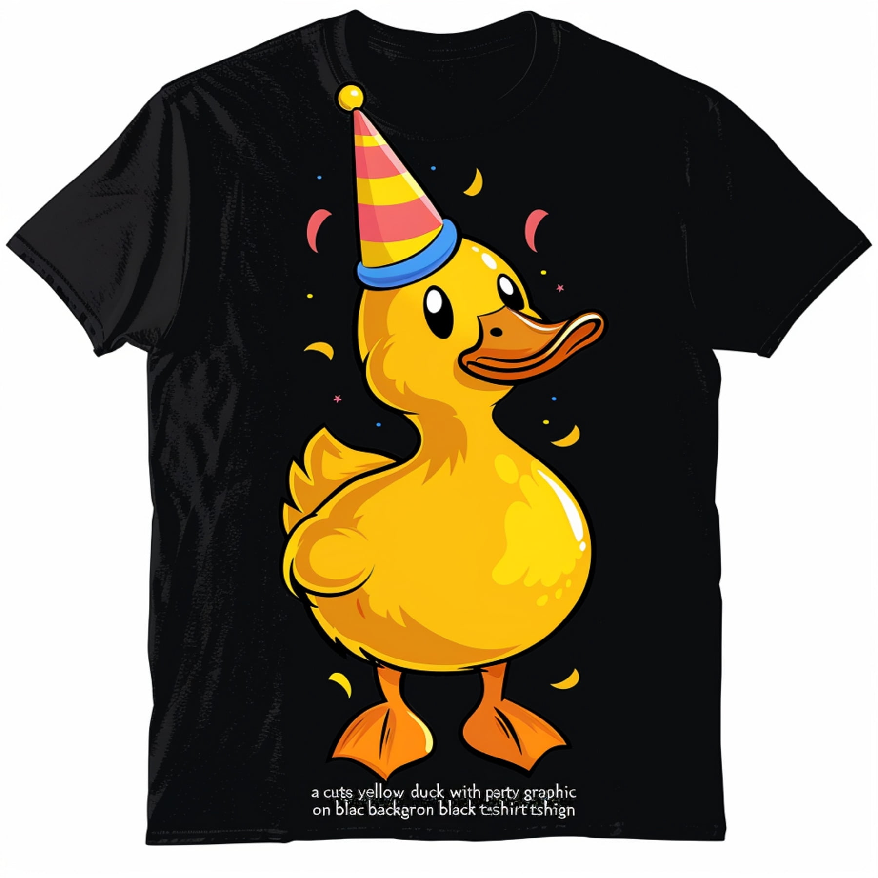 Quacktastic Yellow Duck Party Hat Vector Graphic Black TShirt Stand out ...