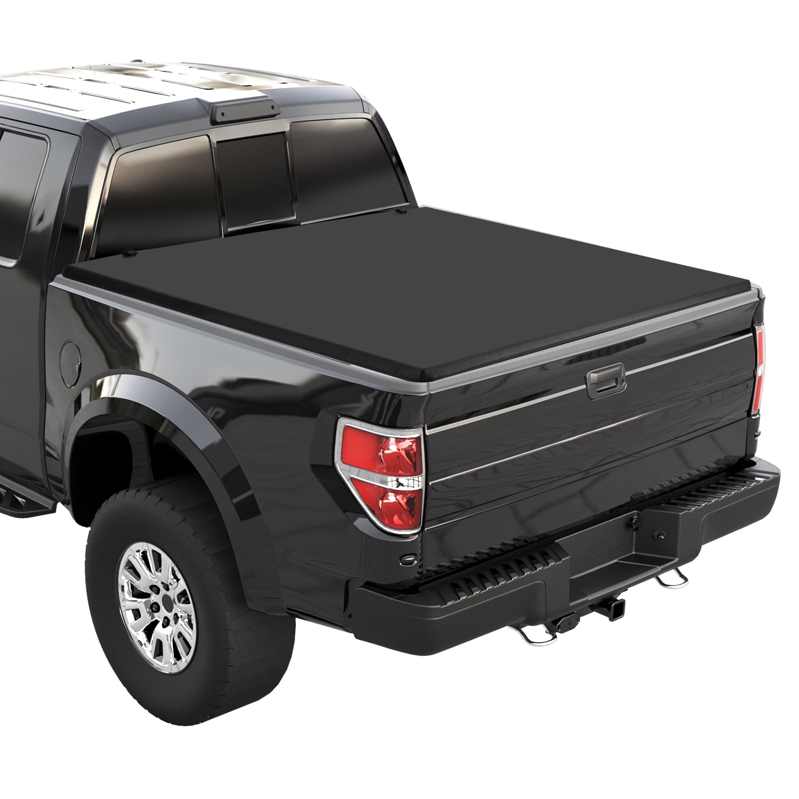 Quad 4-Fold 5.5 FT Soft Folding Truck Bed Tonneau Cover Compatible with ...