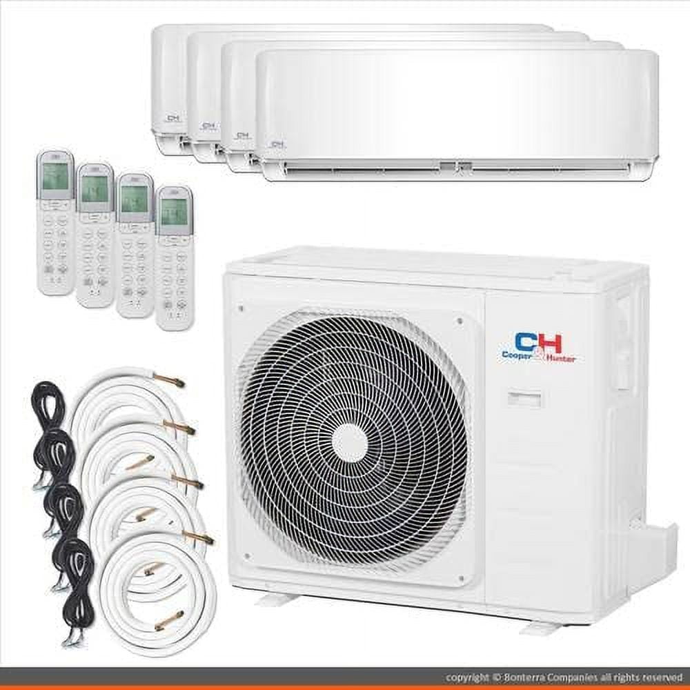 Quad 4 Zone Ductless Mini Split Air Conditioner Heat Pump 12000 12000 ...