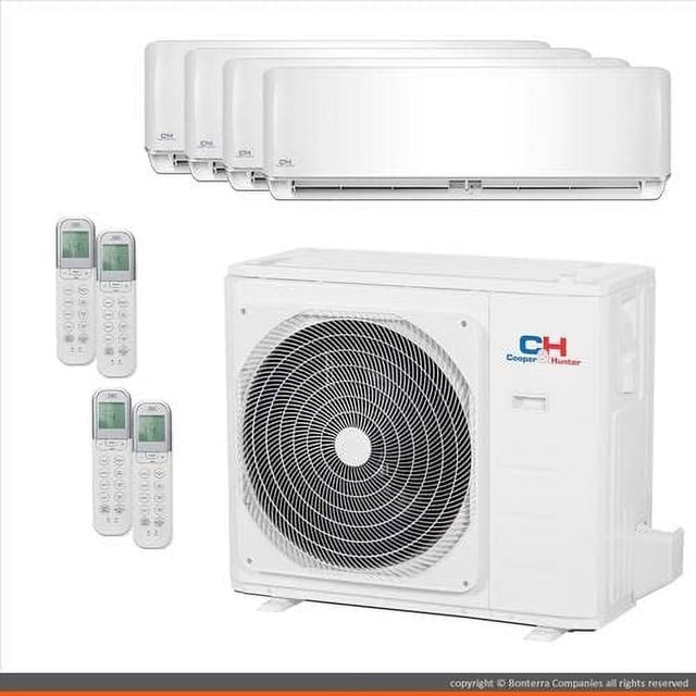 Quad 4 Zone Mini Split Ductless Air Conditioner Heat Pump 12000 12000 ...