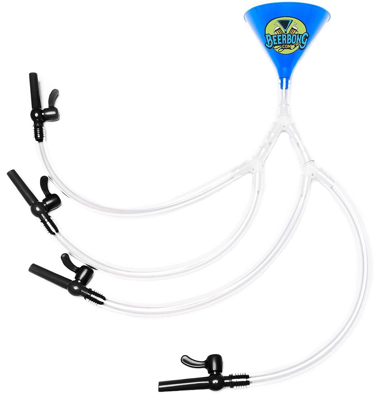 Quad Beer Bong Funnel, Four No Kink Food Grade Tubes and Valves, The ...