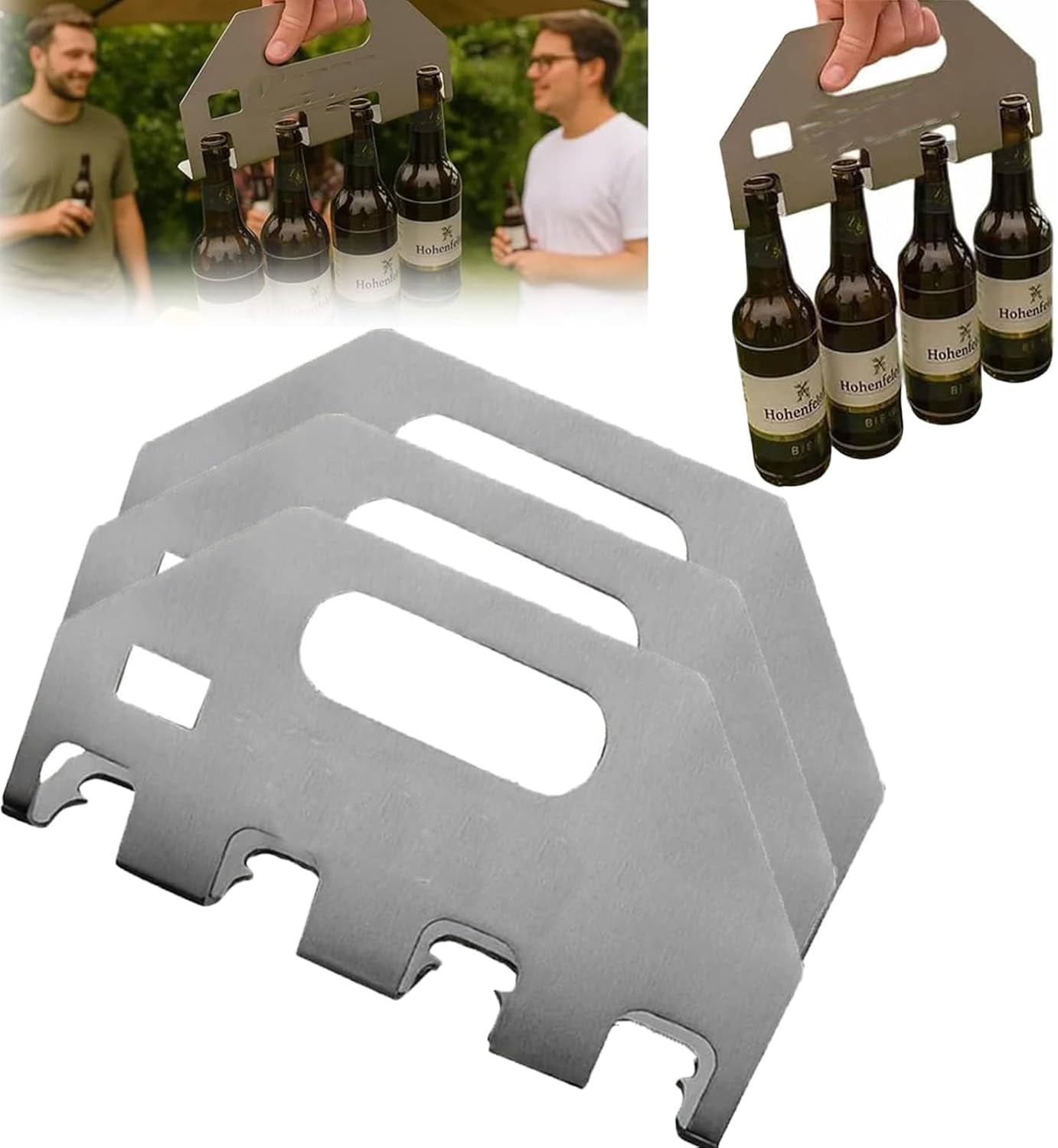 The Quad Beer Opener & Carrier, Stainless Steel with Handle Beer Bottle ...