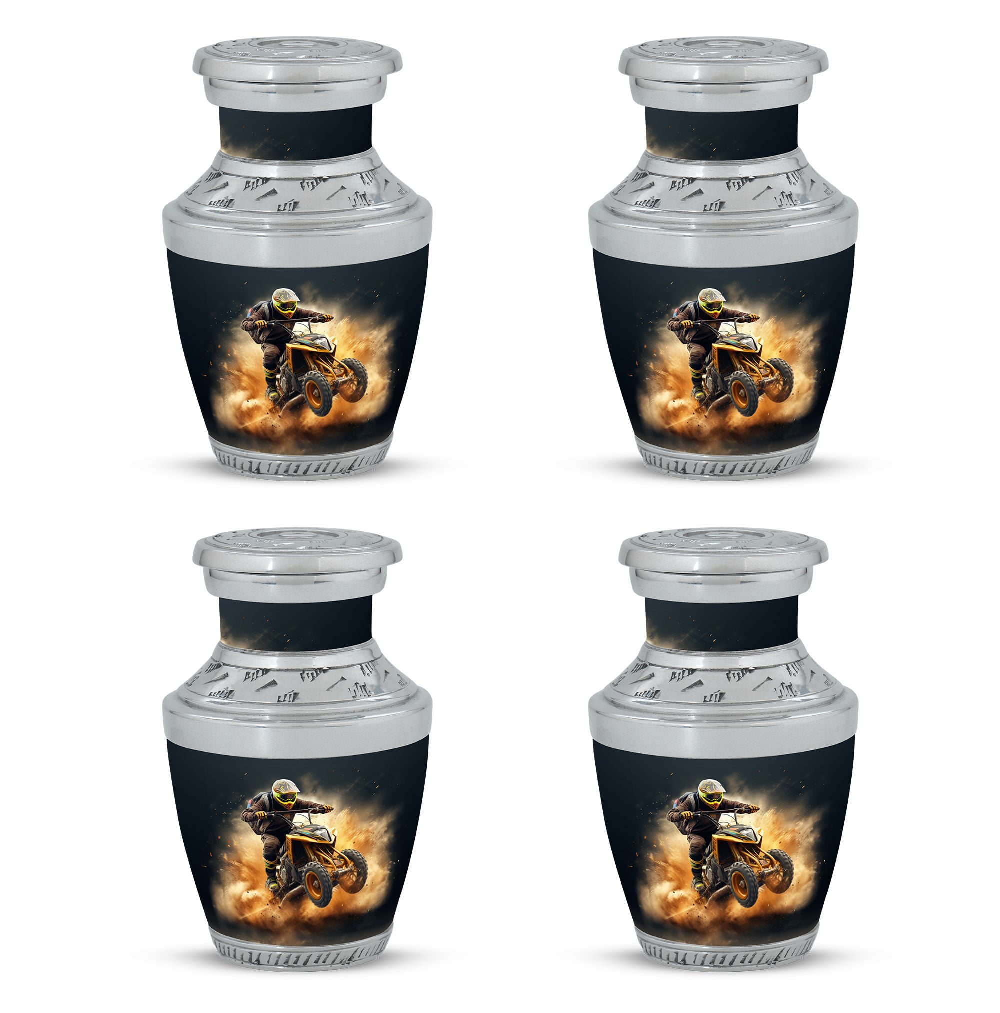 Quad Bike Rider Kicking Up Dust Elegant Petite Urn for Ashes - Small Memorial Piece with ...