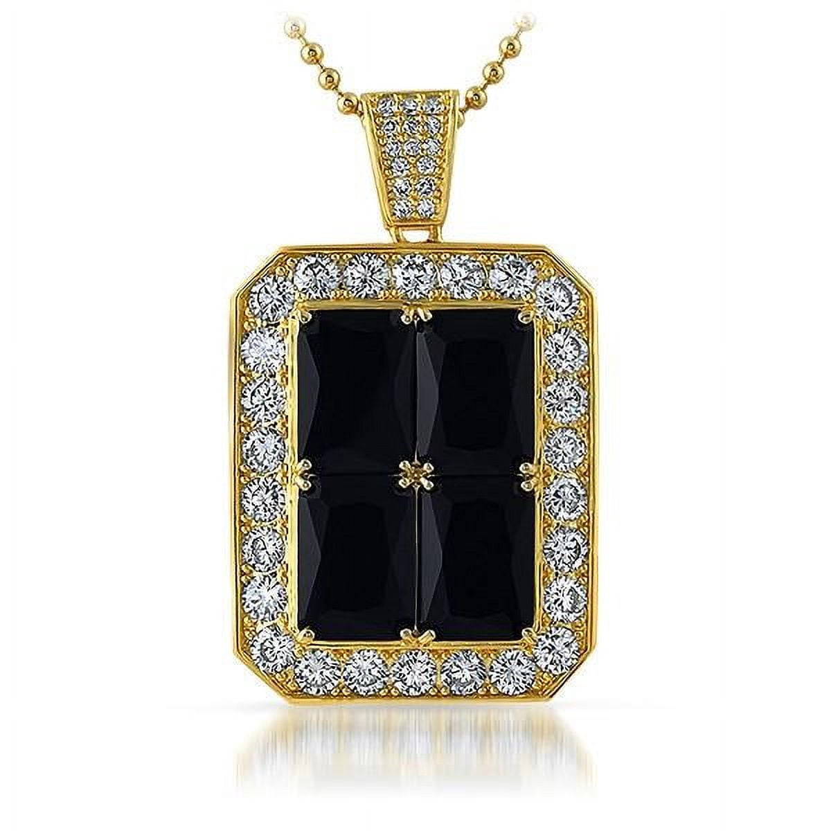 Quad Lab Black Diamond Block Iced out Pendant - Walmart.com