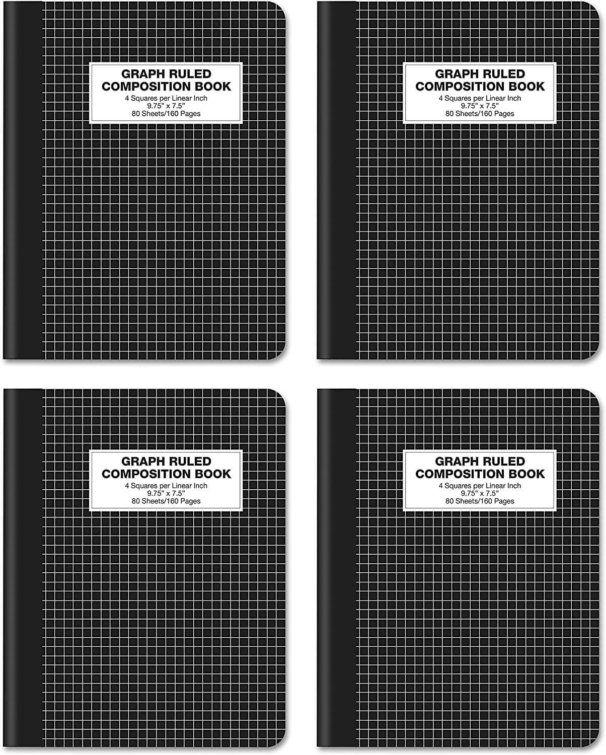 Quad Ruled Composition Book Notebook, 4 Pack, Hardcover 4x4 Graph Ruled ...
