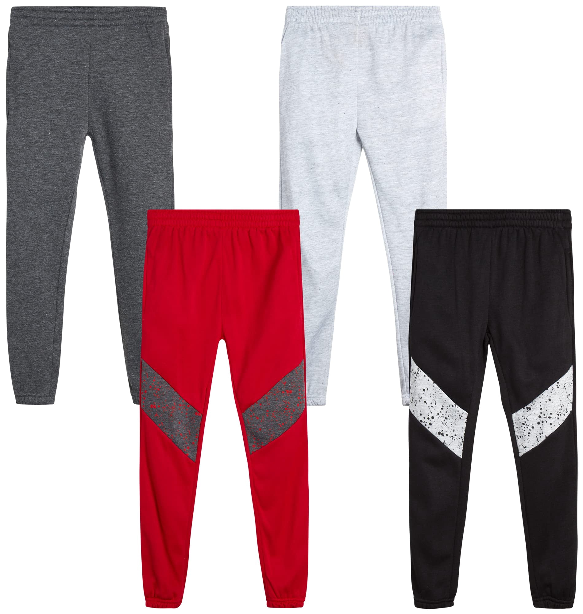 Quad Seven Boys’ Sweatpants – 4 Pack Active Fleece Joggers (Size: 4-18 ...