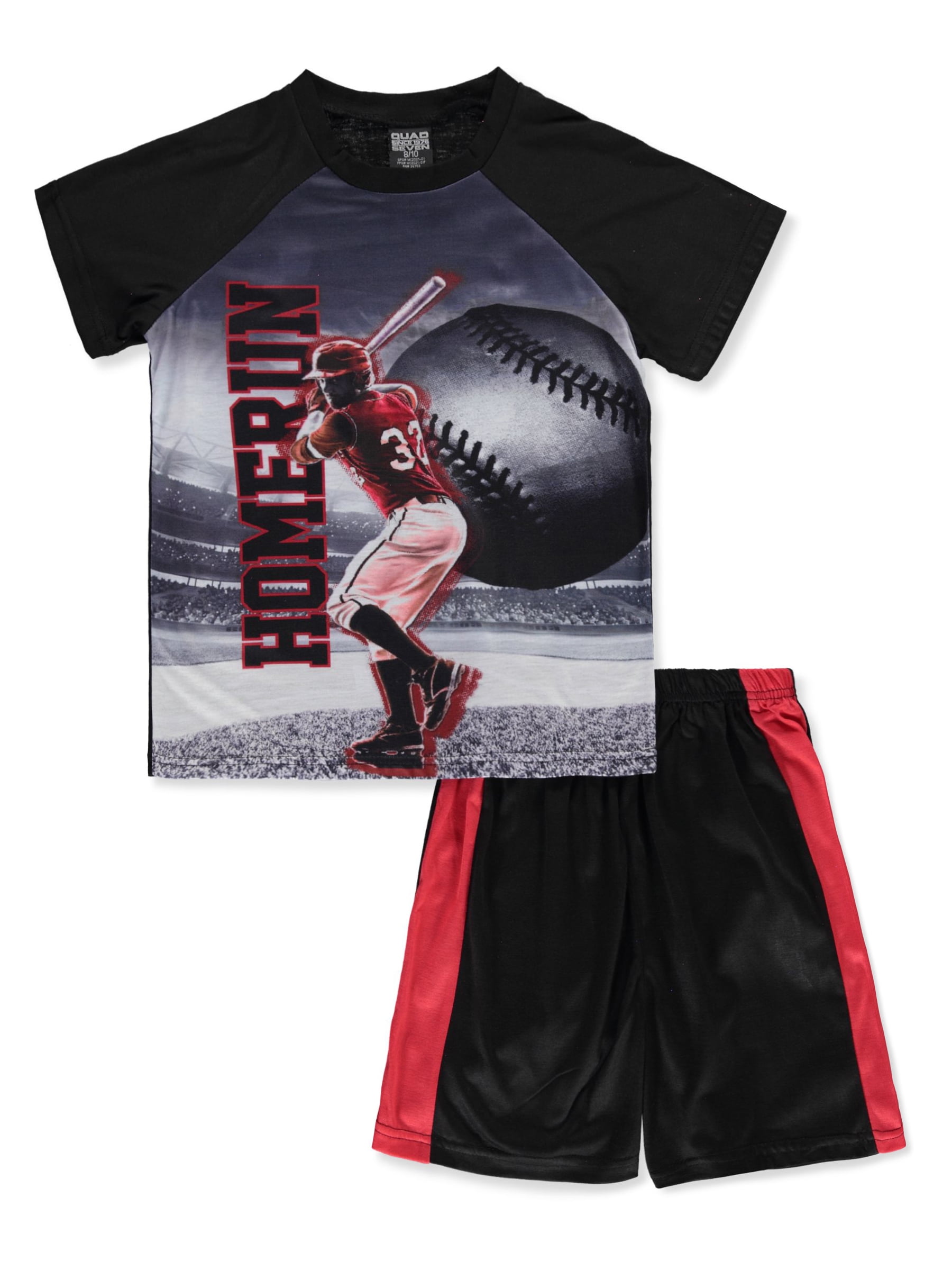 Quad Seven Boys' 2-Piece Baseball Pajamas Set Color: black Size: 5 - 6 ...