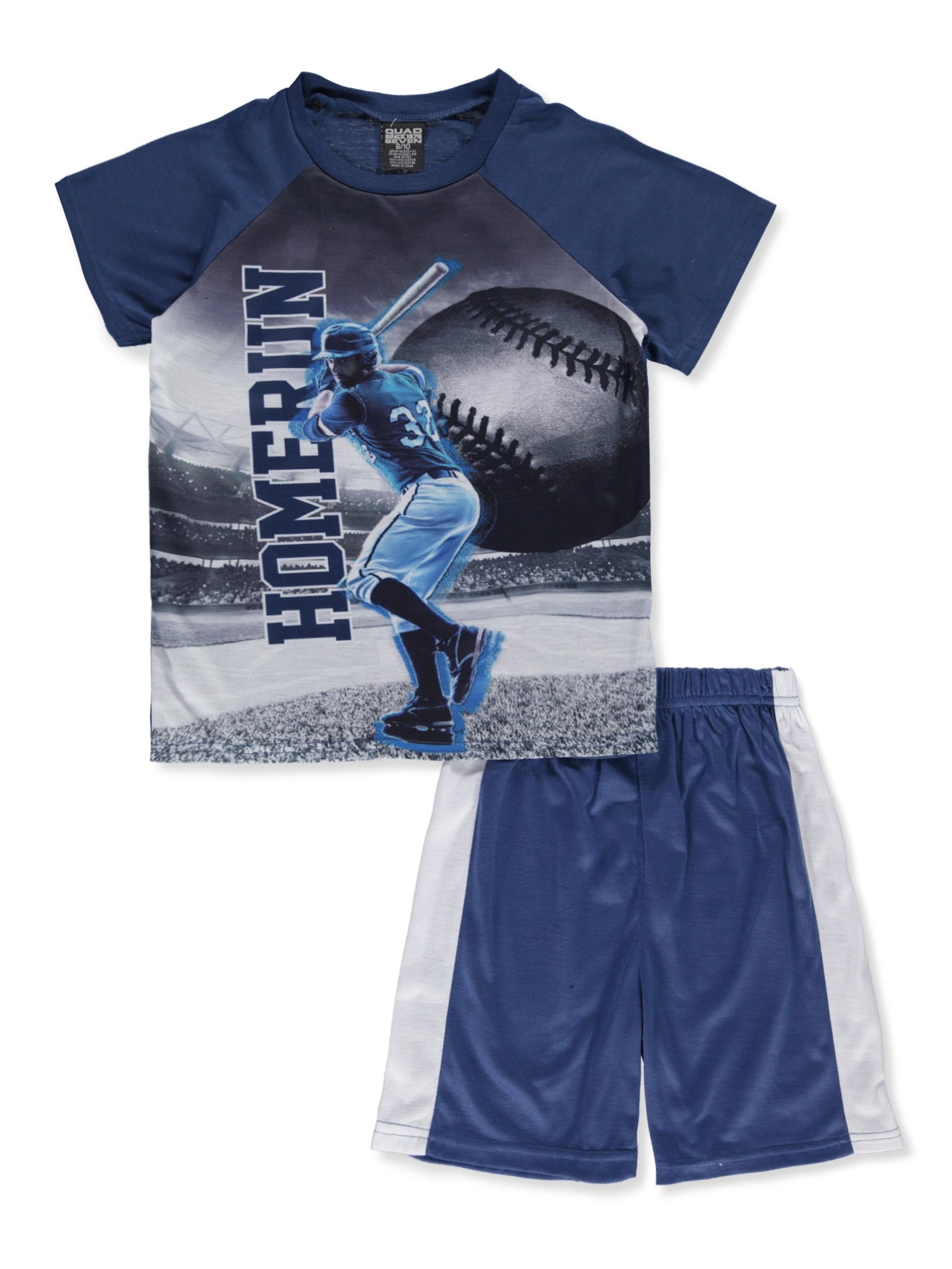 Quad Seven Boys' 2-Piece Baseball Pajamas Set - blue, 16 - 18 (Big Boys ...