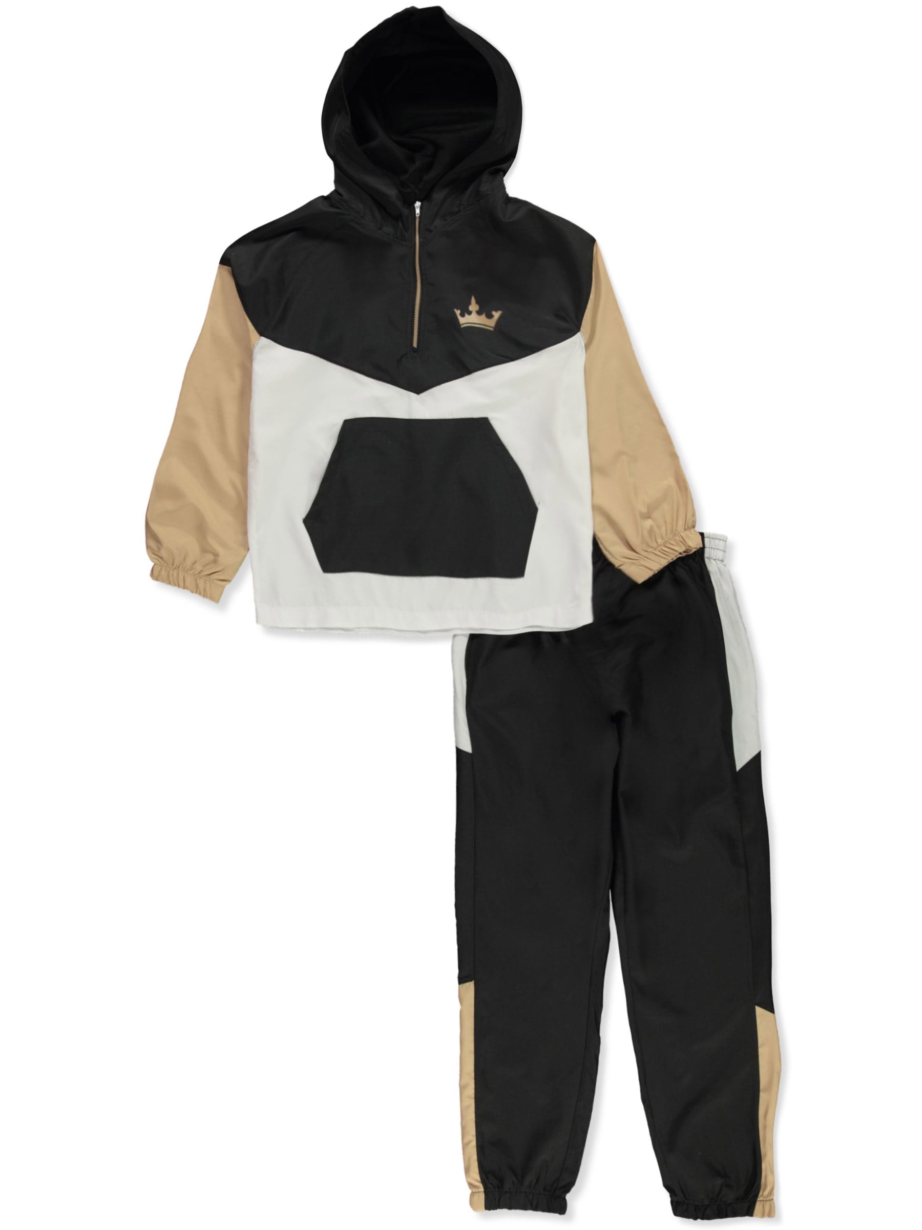 Quad Seven Boys' 2-Piece Windbreaker Joggers Tracksuit Set Outfit - tan ...