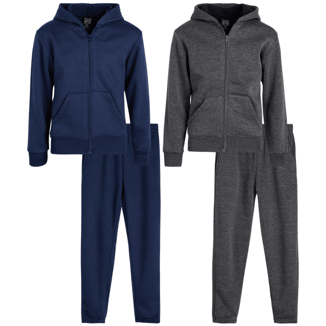 Quad Seven Boys' 4 Piece Fleece Jogger Outfit Set - Full Zip Hoodie ...