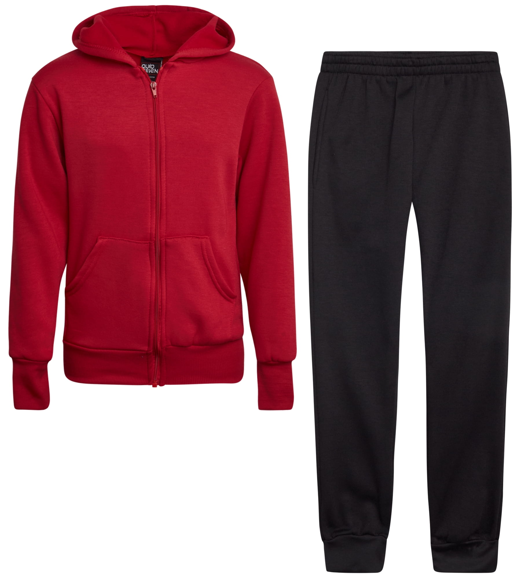 Quad Seven Boys' Fleece Jogger Set - 2 Piece Basic Solid Full Zip ...