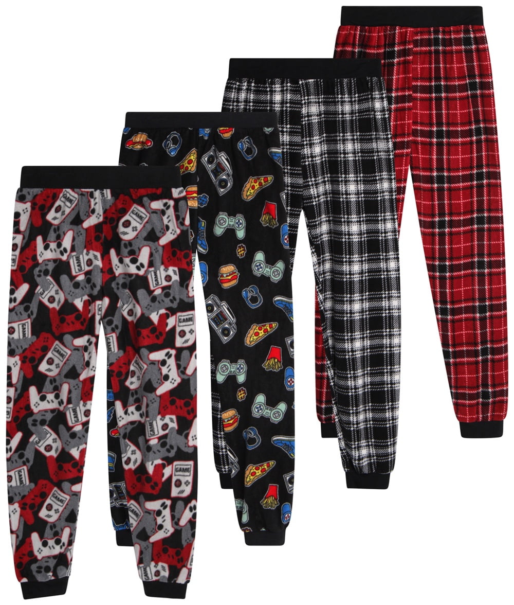 Quad Seven Boys' Pajama Pants - 4 Pack Open Bottom and Jogger Pajamas ...