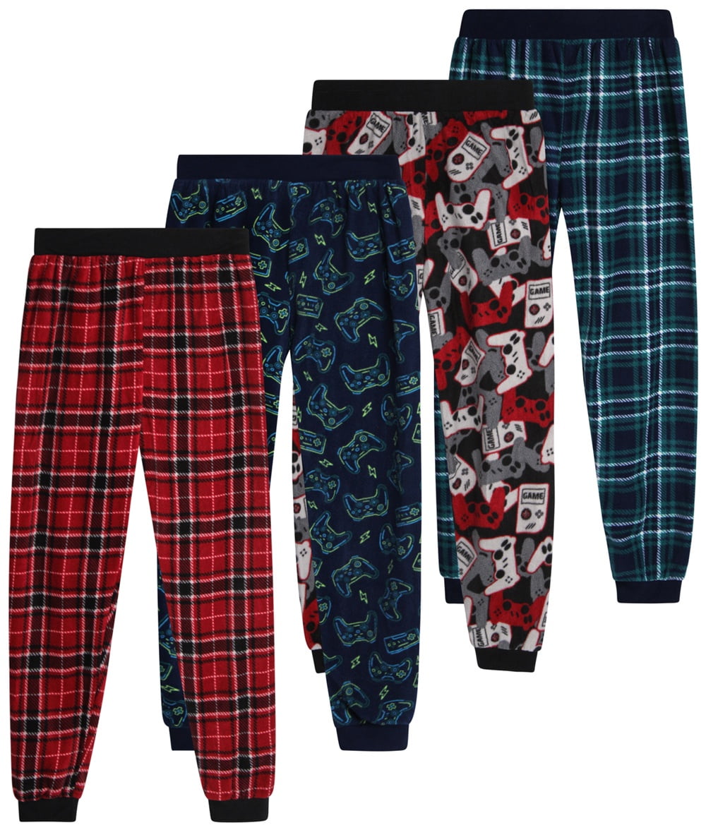 Quad Seven Boys' Pajama Pants - 4 Pack Open Bottom and Jogger Pajamas ...