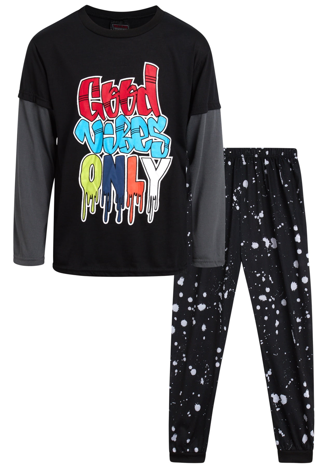 Quad Seven Boys' Pajama Set - 2 Piece Long Sleeve Sublimation Top and ...